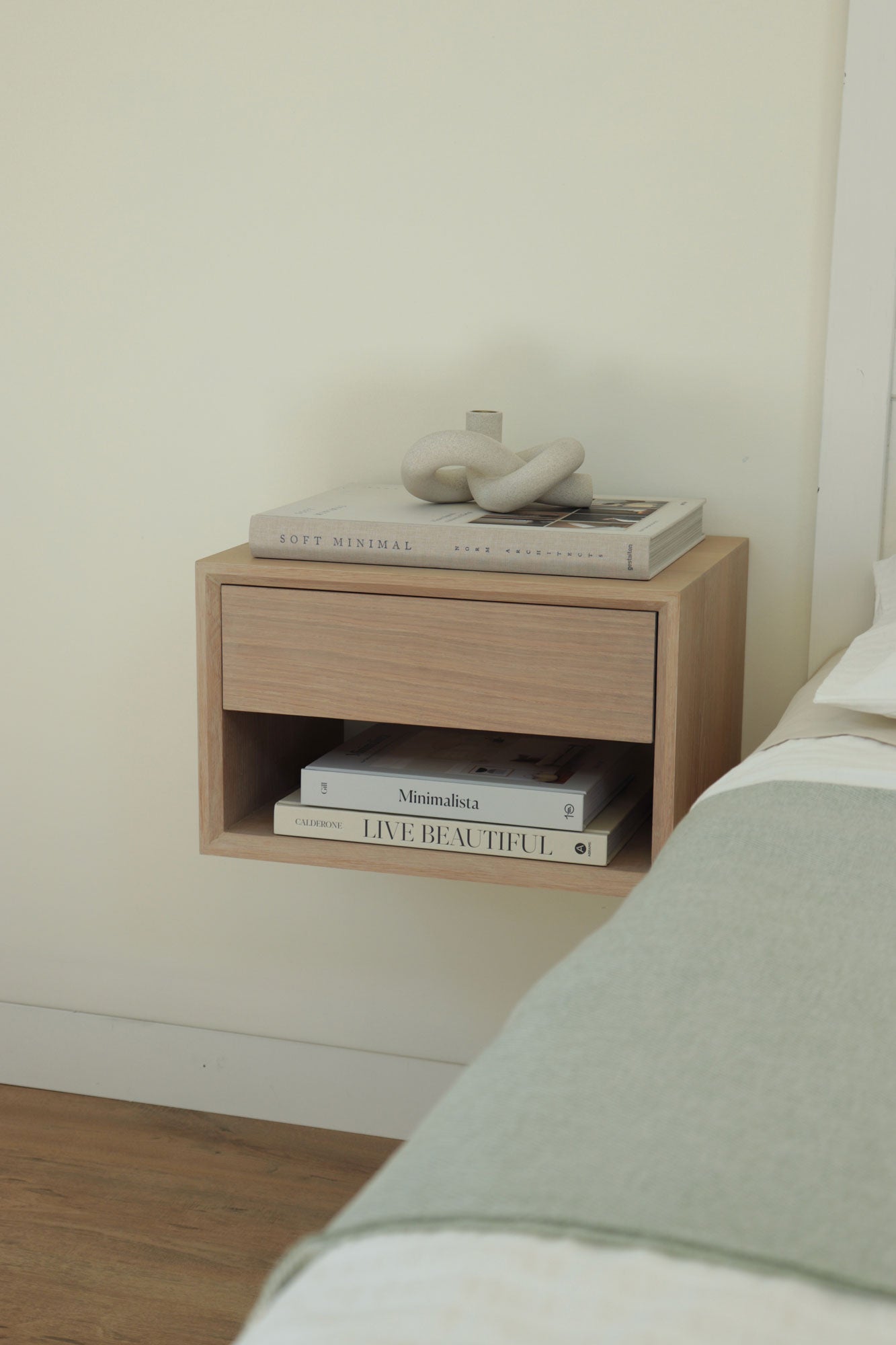 Modern Floating Nightstand | White Oak – Caleth