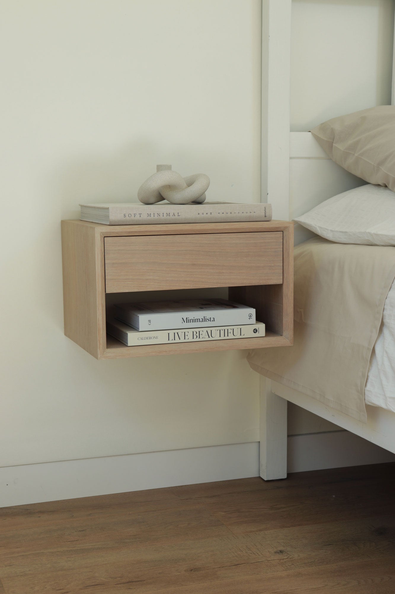 Modern Floating Nightstand | White Oak – Caleth